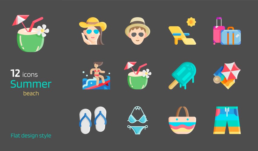Summer travel neon icons Royalty Free Vector Image