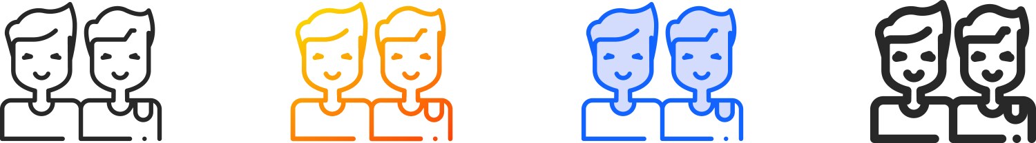 Boys iconthin linear gradient blue stroke Vector Image