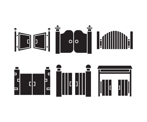 Gate and fence icons Royalty Free Vector Image