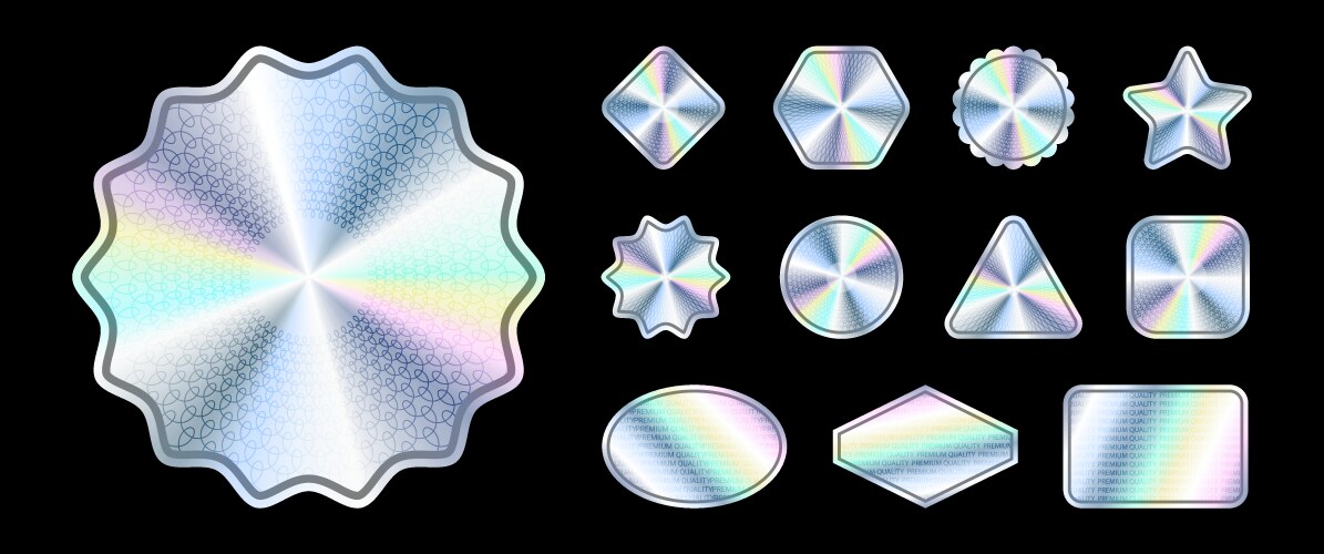 Holographic sticker set shine metal badges Vector Image