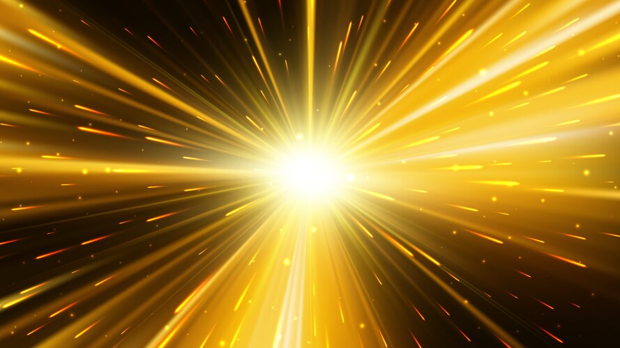 Gold sun rays light star flare glare sparkles Vector Image