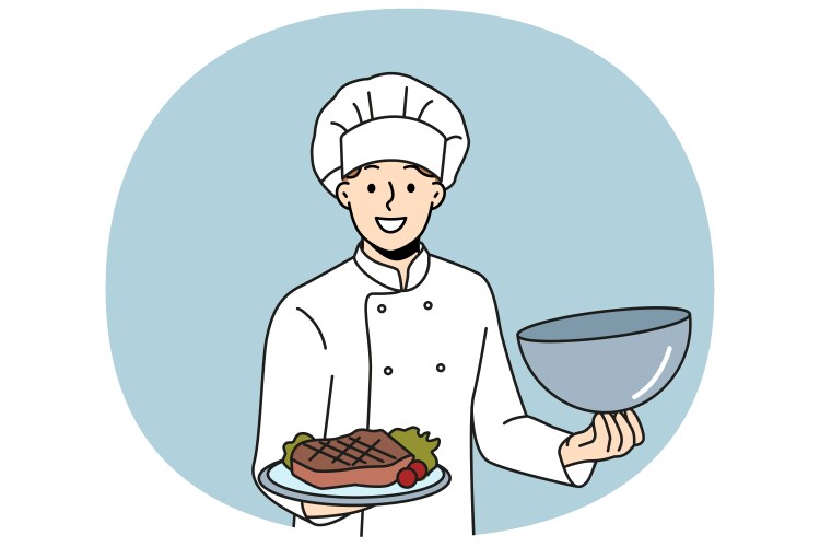Chef steak cartoon Royalty Free Vector Image - VectorStock