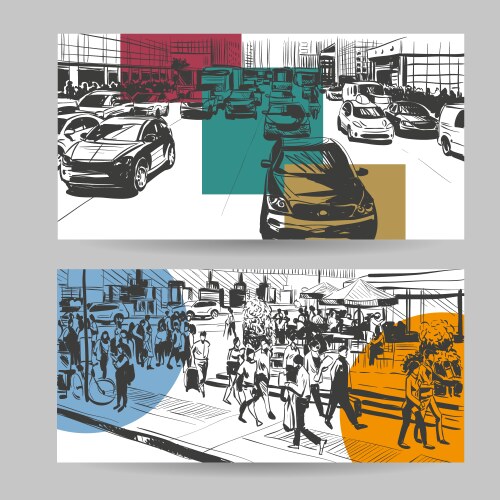 City banner design elements set Royalty Free Vector Image