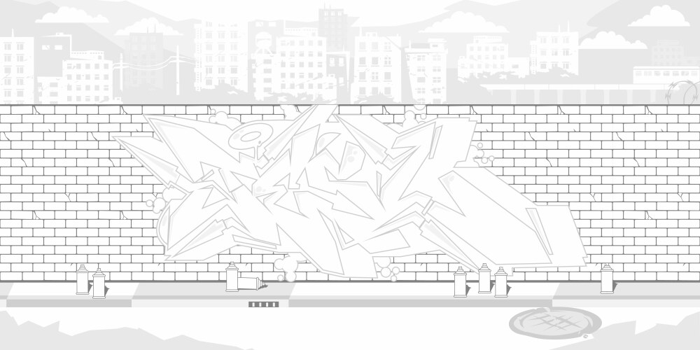 Trendy brick wall with street art graffiti drawing