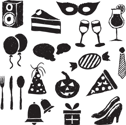 Food and drinks party icons Royalty Free Vector Image