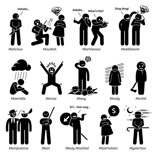 Negative personalities character traits stick Vector Image