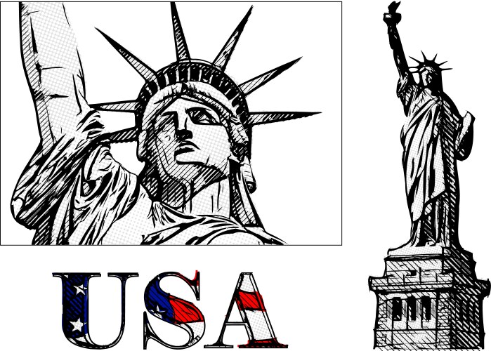 Black and white sketch drawing of marble statue Vector Image