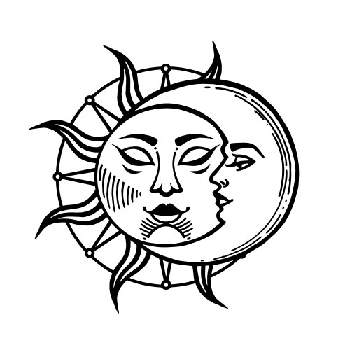 Moon & Sun Face - Alchemy Symbol – Royalty-Free Vector | VectorStock