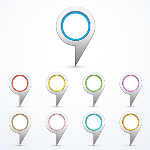 Set of colored map pins Royalty Free Vector Image