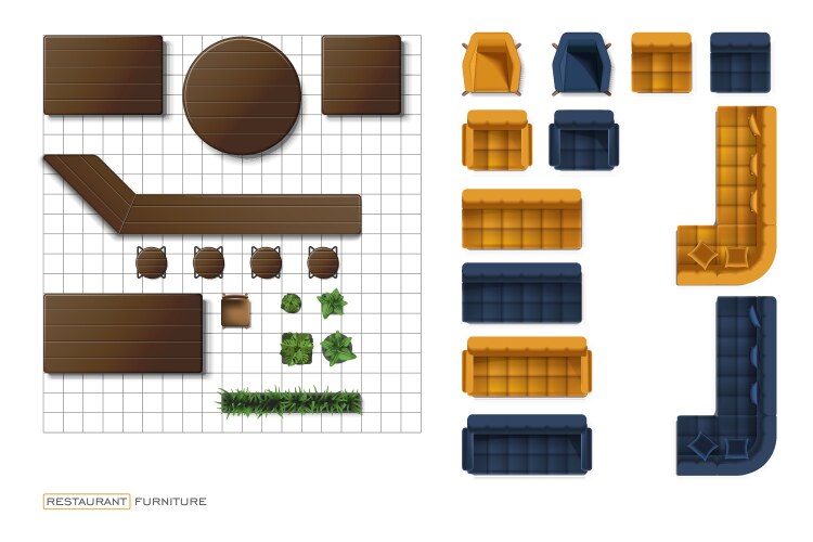 Cafe Furniture Top View Vector Images (over 390)
