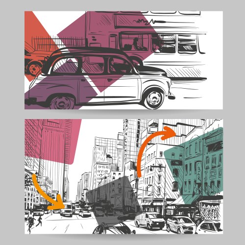 City banner design elements set Royalty Free Vector Image