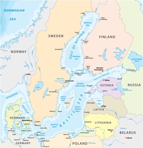 Northern europe map Royalty Free Vector Image - VectorStock