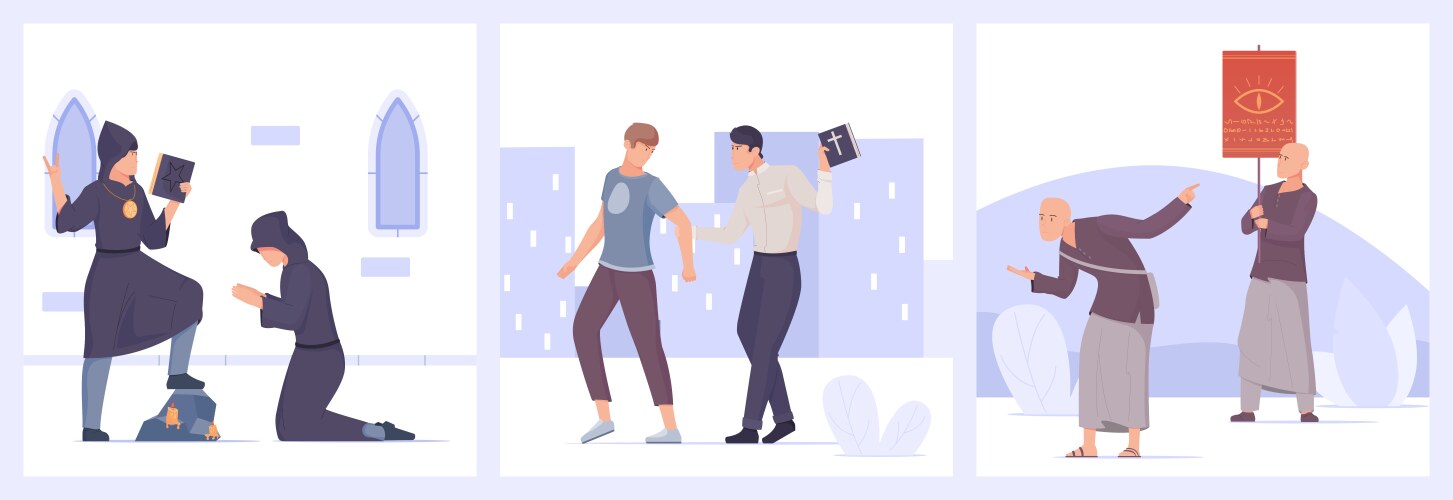 Religious cult flat collage Royalty Free Vector Image