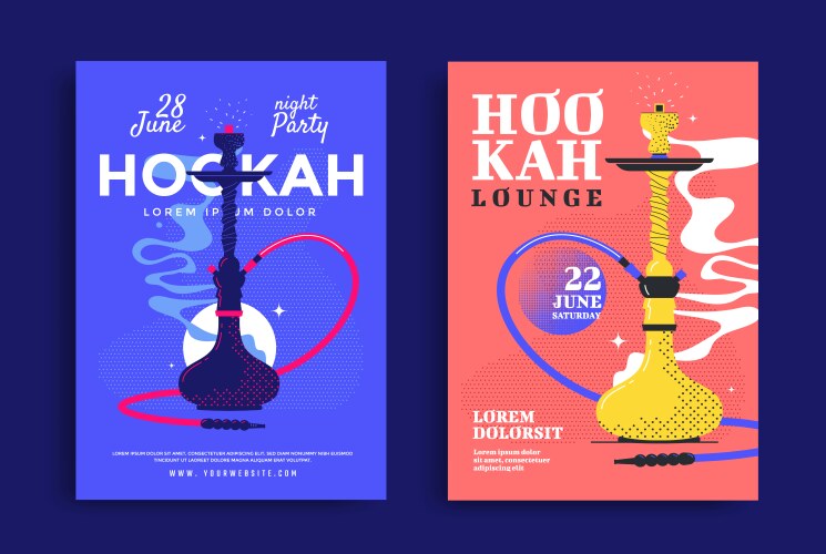 Hookah smoking lounge advertisement poster Vector Image