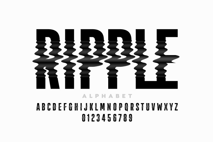 Radio wave style font alphabet letters and numbers