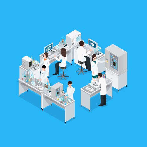 Lab workers tubes composition Royalty Free Vector Image