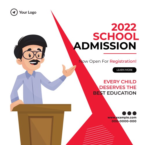 Creative school admission banner design Royalty Free Vector
