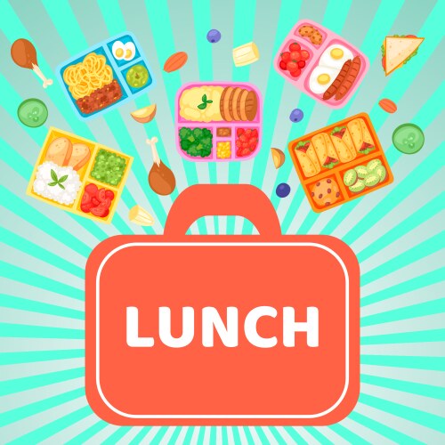 Lunch box school lunchbox with healthy food Vector Image