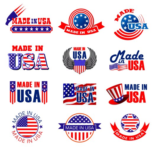 Made in the usa labels set american product Vector Image