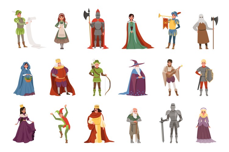 Medieval characters set Royalty Free Vector Image