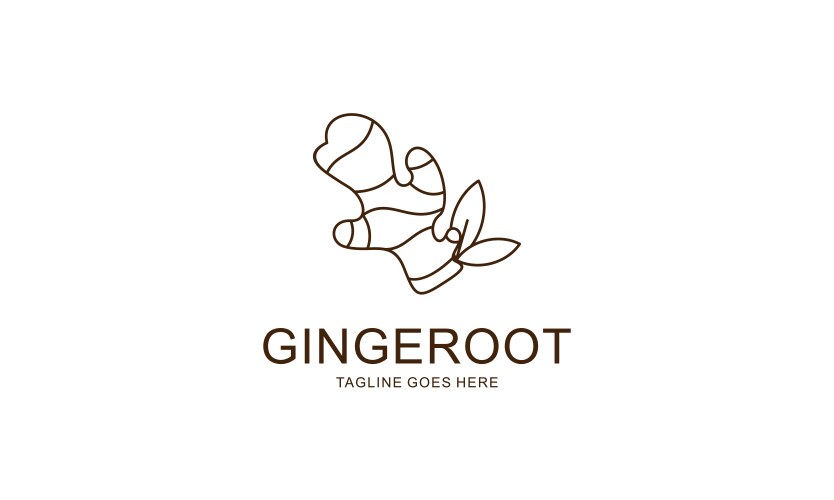 Ginger root logo round linear logo of ginger Vector Image