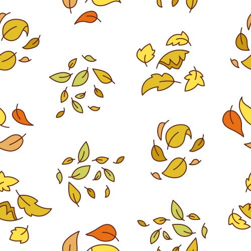 Autumn leaves fall seamless pattern coloring Vector Image