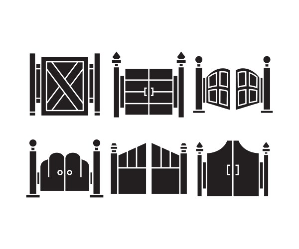 Gate and fence icons Royalty Free Vector Image