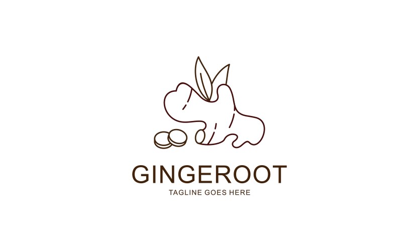 Ginger root logo round linear logo of ginger Vector Image