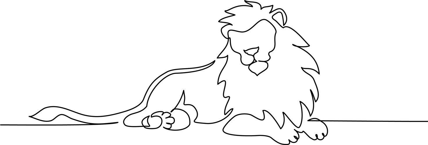 Young lioness with lion cub one line drawing Vector Image