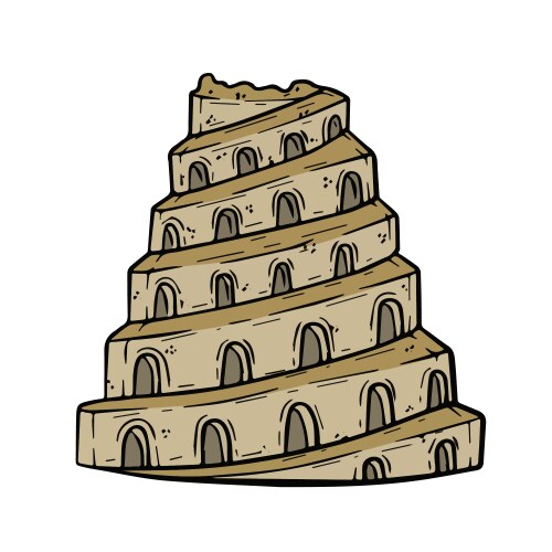 Tower of babel ancient city babylon Royalty Free Vector