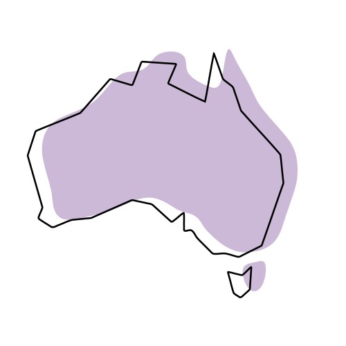 Australia - solid black silhouette map of country Vector Image