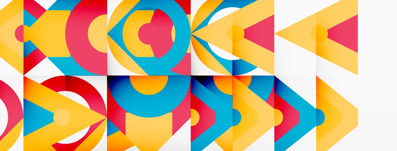 Colorful geometric pattern with arrows and circles