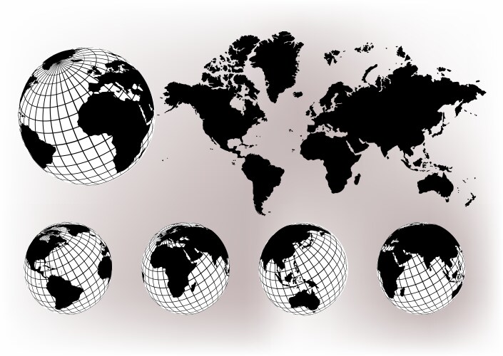 Globe and earth map scheme Royalty Free Vector Image
