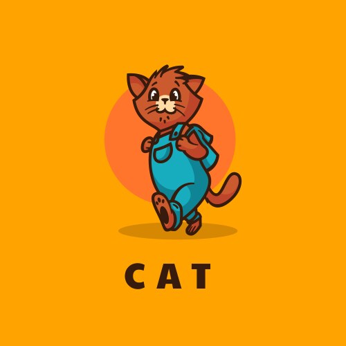 Cat hero cartoon character logo Royalty Free Vector Image