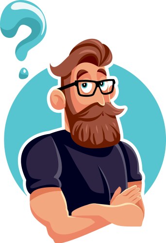 Icon of thinking man with question mark in think Vector Image