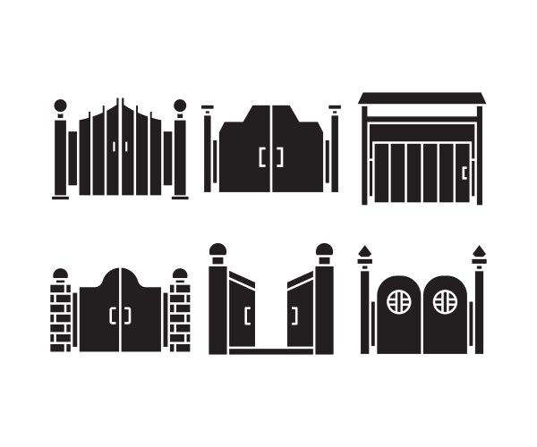 Gate and fence icons Royalty Free Vector Image