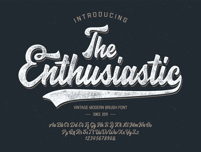 Original brush script font retro typeface Vector Image