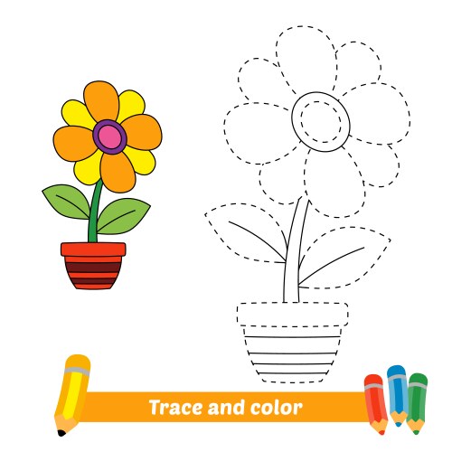 Trace and color for kids boat Royalty Free Vector Image