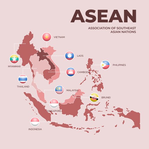 Asean association countries map Royalty Free Vector Image