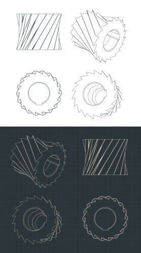 Mill cutter blueprints Royalty Free Vector Image