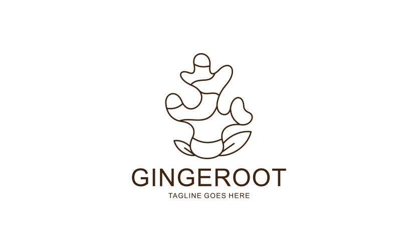 Ginger root logo round linear Royalty Free Vector Image