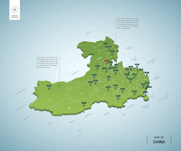 China country detailed editable map Royalty Free Vector