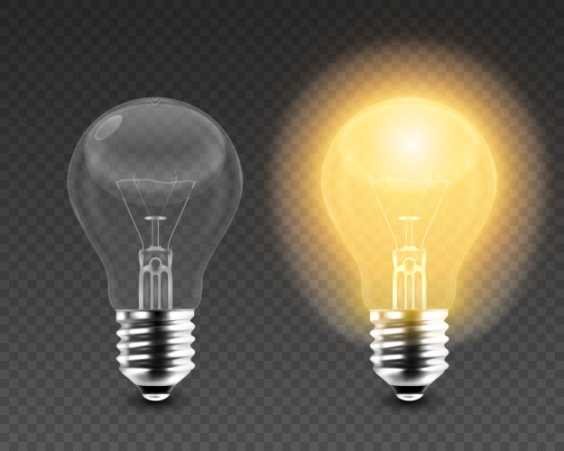 On and off realistic light bulb transparent Vector Image