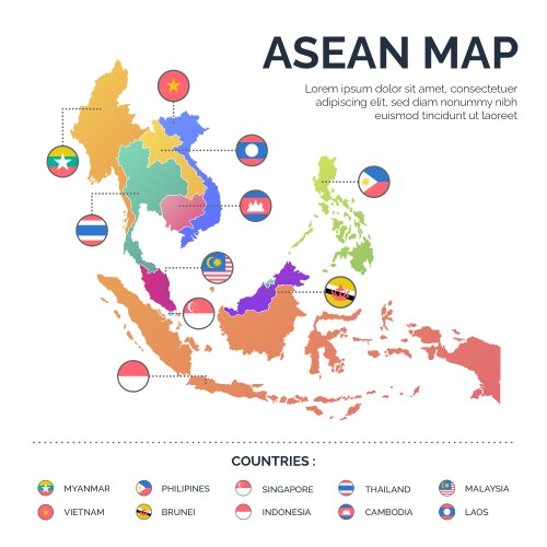 Asean map infographics Royalty Free Vector Image