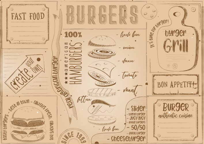 Burger placemat Royalty Free Vector Image - VectorStock