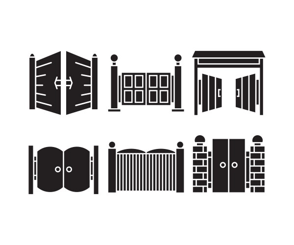 Gate and fence icons Royalty Free Vector Image
