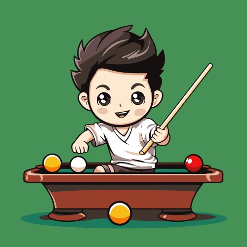 Cartoon boy playing billiards Royalty Free Vector Image