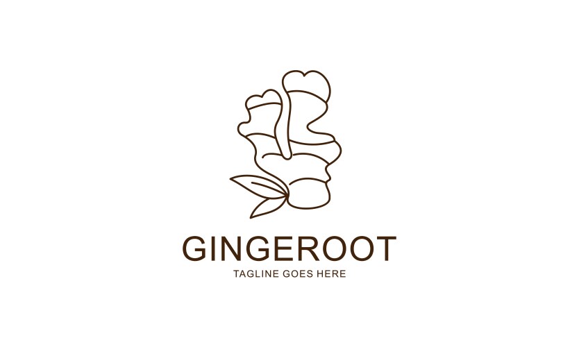 Ginger root logo round linear Royalty Free Vector Image
