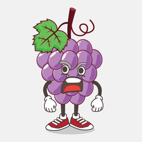 Cartoon ripe blue grape fruits on grapevine Vector Image