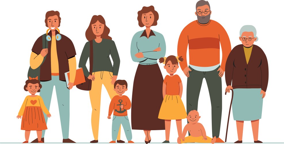 A big extended family Royalty Free Vector Image